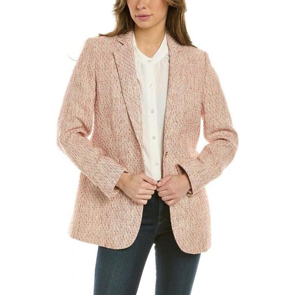 Anne Klein | Jackets & Coats | Nwt Anne Klein Tweed One Button Notch Collar Jacket Coral Combo ...